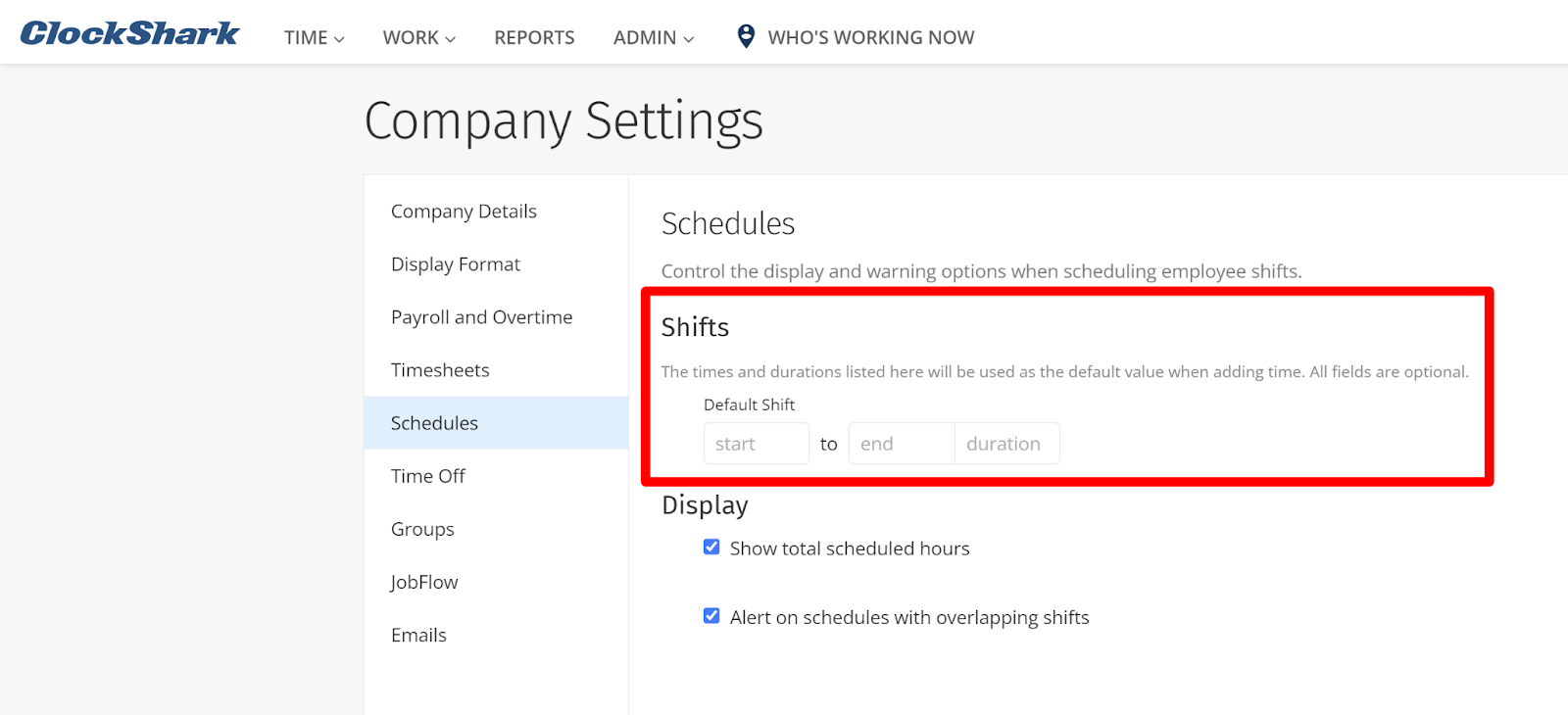 How To Set Up Default Shifts